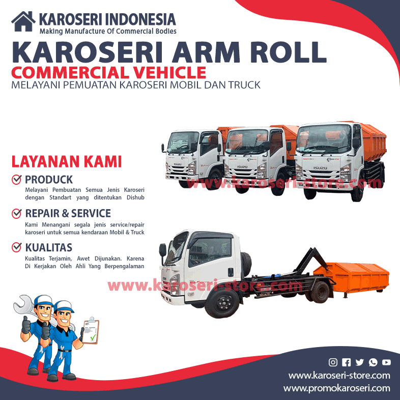 Pembuat Truk Arm Roll Angkutan Sampah - Situs Karoseri Indonesia